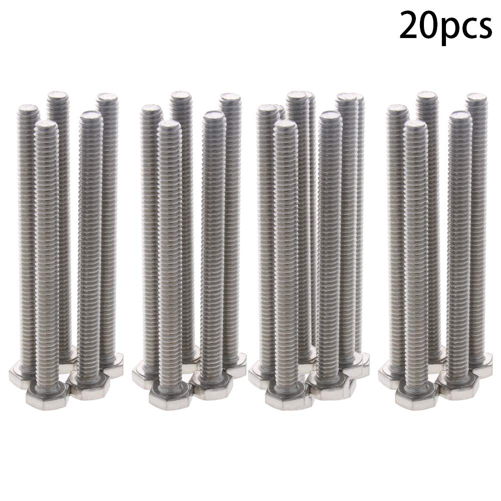 MroMax 1/4"-20 x 3 Hex Head Screw Bolts A2-70(304) Stainless Steel Fully Threaded Hex Tap Bolts 20Pcs