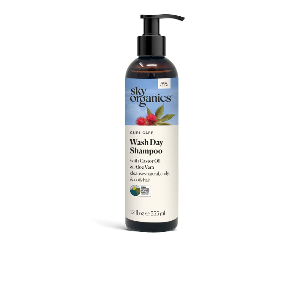 Sky Organics Curl Care Wash Day Shampoo - USDA Certified to Cleanse, Hydrate & Enhance Curls, 12 fl. Oz