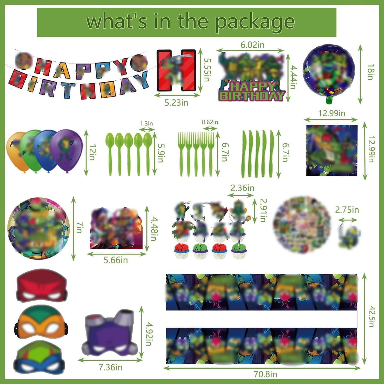 185 PCS Turtle Birthday Party Supplies, Complete Party Decorations Set with Banner, Balloons, Masks, Plates, Napkins, and Tablecloths for Themed Celebrations 
