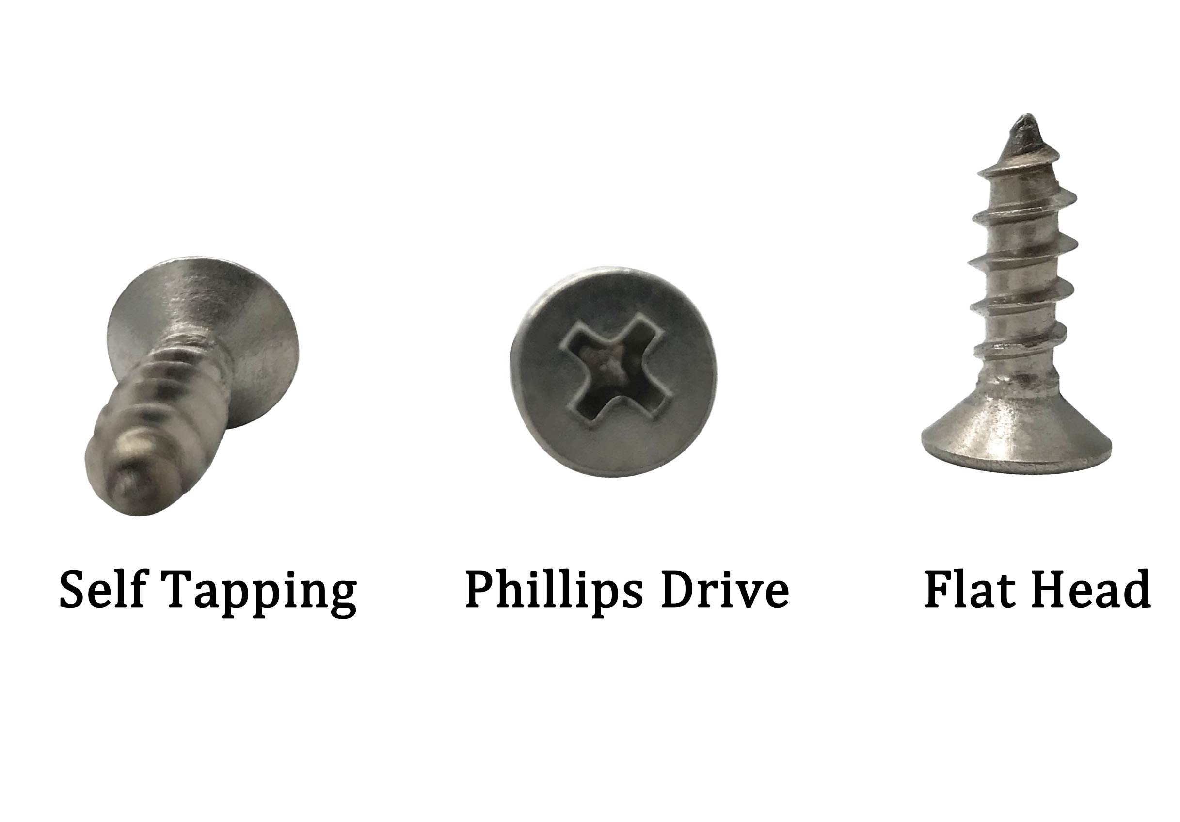 5 x 16mm Screw, Flat Head, Phillips Drive, Self Drilling, 304 Stainless Steel Drywall Wood Screws 100Pcs