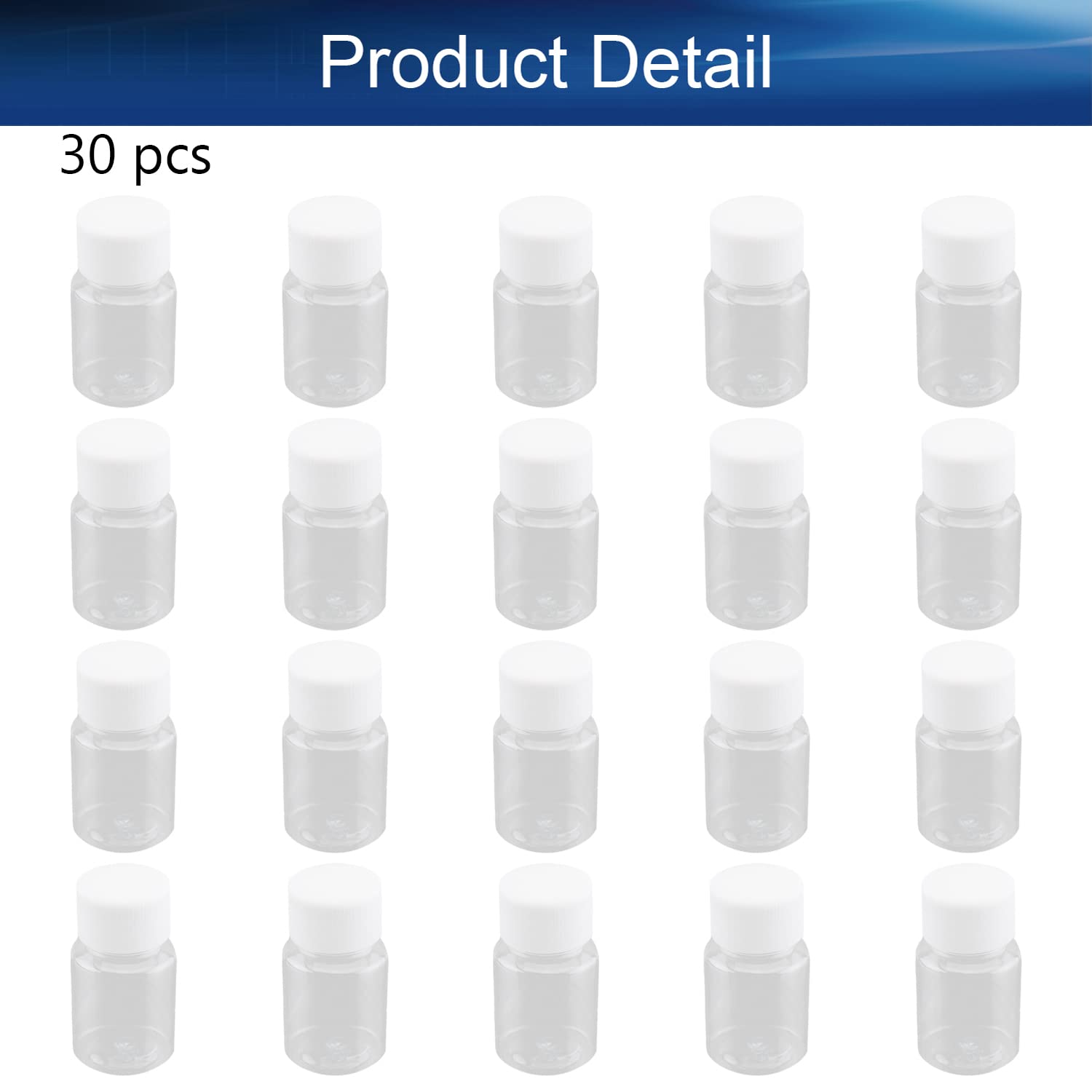Bettomshin 30Pcs 30ml PE Plastic(Food Grade) Bottles, Wide Mouth Lab Reagent Bottle, Liquid/Solid Sample Seal Sample Storage Container