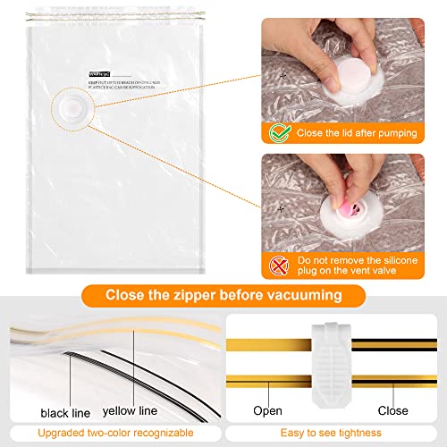 20 Pack Vacuum Storage Bags (4 Jumbo/4 Large/4 Medium/4 Small/4 Roll) - Triple Seal Turbo Valve Design Vacuum Seal Bags,Give Away Complimentary Hand Pump Compression Bags for Travel,Suitable for Clothes, Duvets, Sheets