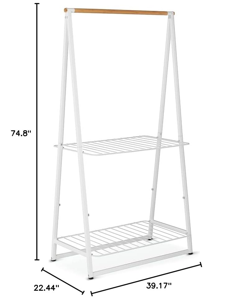 Brabantia - Linn Clothes Rack - Multi-Functional - Space Saver - Adjustable Shelves - Wardrobe Hanging - Drying Rack - Freestanding - Stable - White - Large