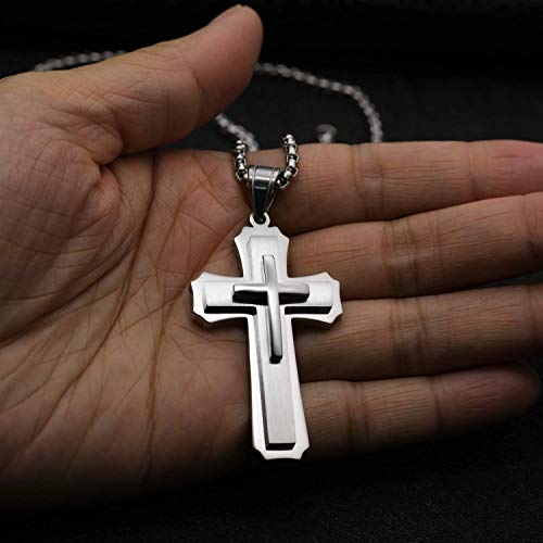 ๐ฎ๐ฌ๐ฎ๐ฏ ๐๐ฉ๐ ๐ซ๐๐๐๐ Cross necklace for men Christian gifts for women,silver necklaces for teen girls chain mens religious essentials fear of god jewelry men's stainless steel faith boys pendant cadenas para hombres