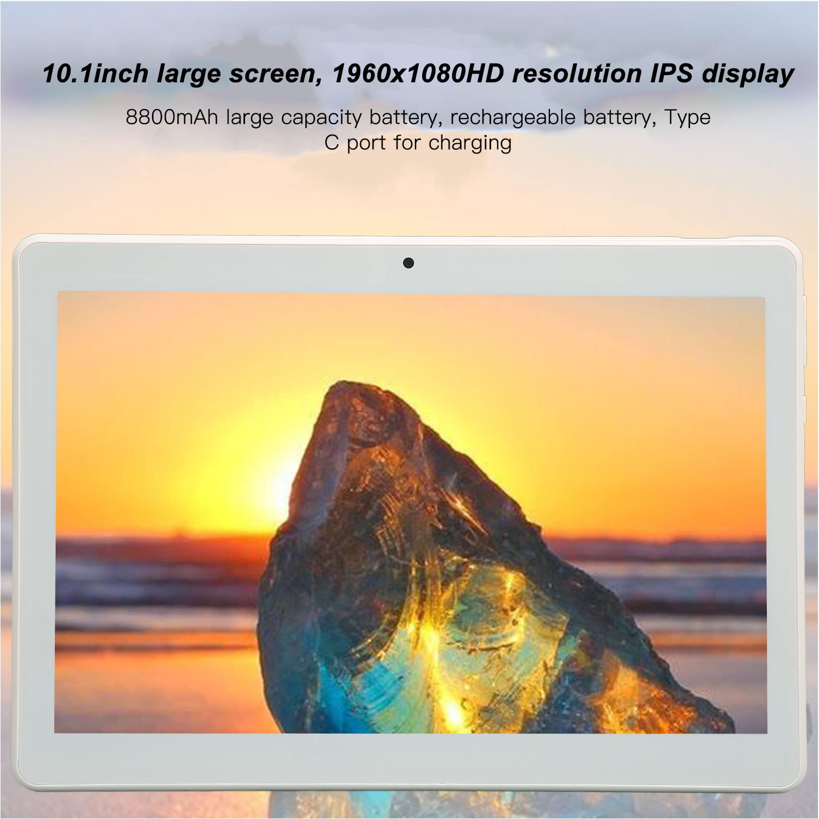 10.1 Inch Tablet PC for Android 11,10 Core CPU Processor,2.4G 5G Dual Band WiFi,4GB 64GB,Front 500w Rear 1300w Dual Camera,1960x1080 HD Calling Tablet,Gold(US)
