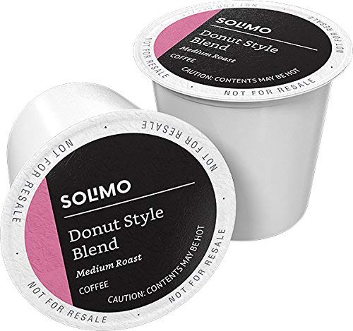 Amazon Brand - 100 Ct. Solimo Donut Style Blend Medium-Light Roast Coffee Pods & 100 Ct. Solimo Decaf Light Roast Coffee Pods, Breakfast Blend, Compatible with Keurig 2.0 K-Cup Brewers