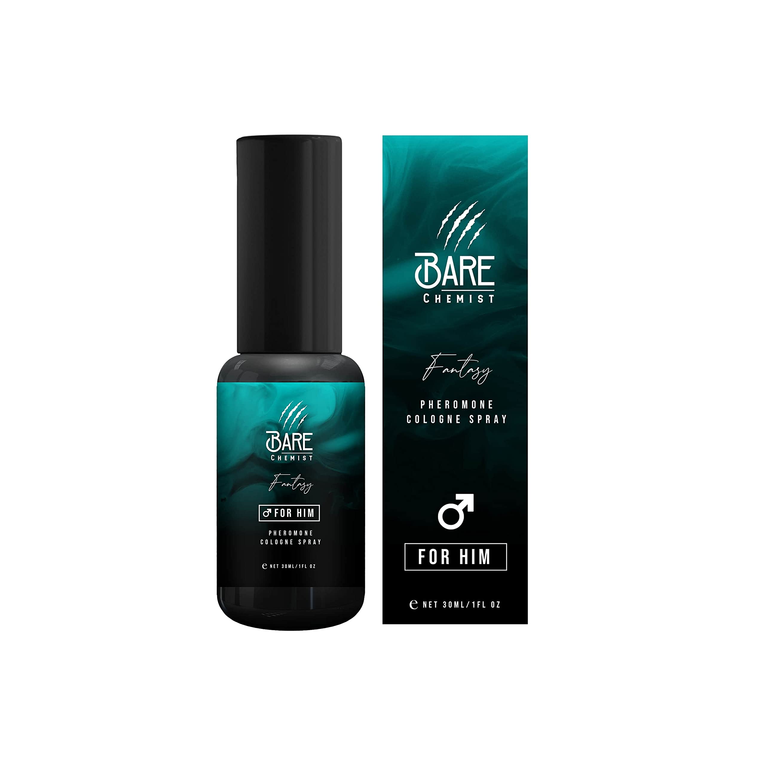 Bare Chemist Fantasy Pheromone Cologne for Him - [Long Lasting Formula] Pheromone Perfume Cologne for Men 1oz. - Blackcurrant, Pinapple, Bergamot