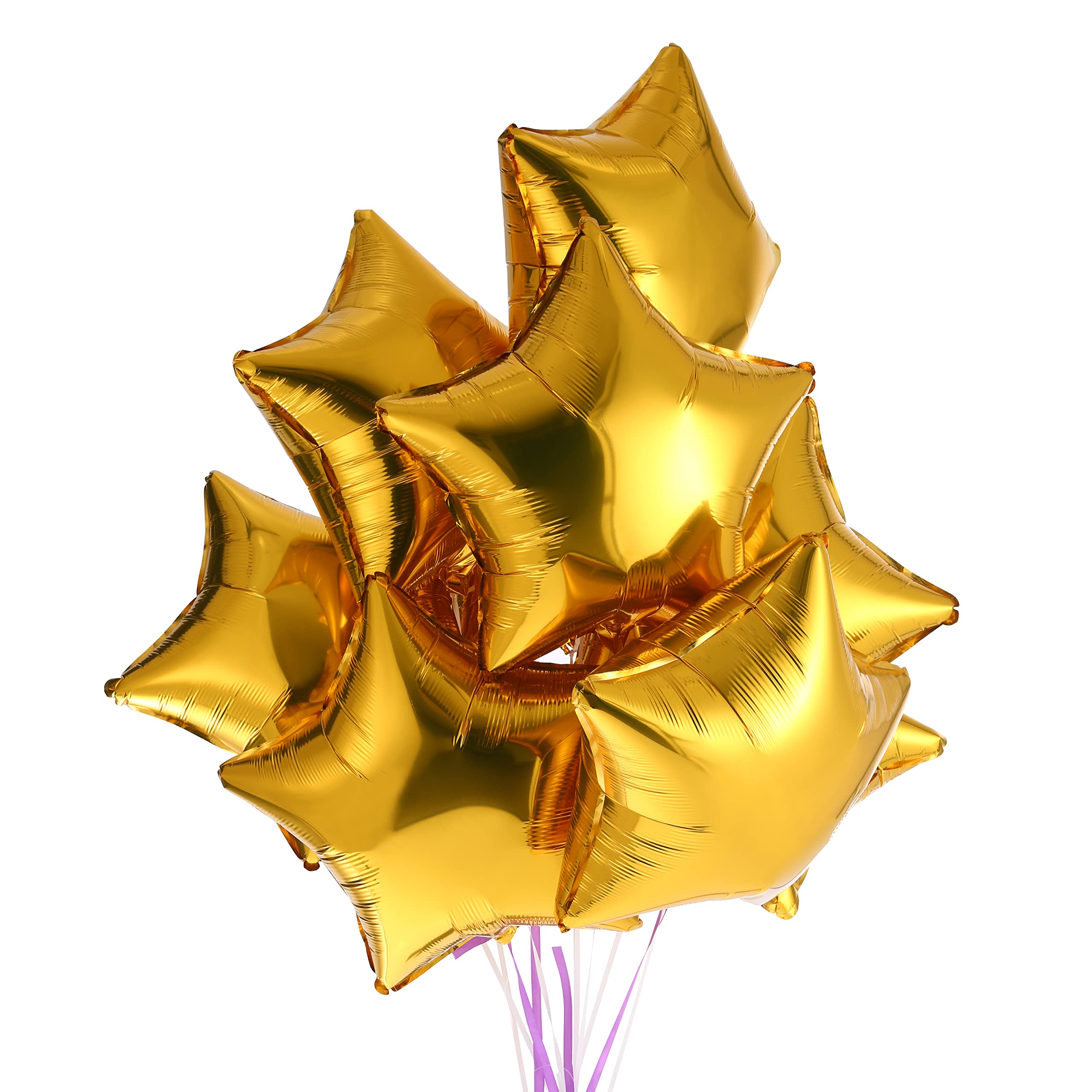 18" Gold Star Shaped Foil Balloons Mylar Helium Balloons for Birthday Party Wedding Baby Shower Decorations, Pack of 20