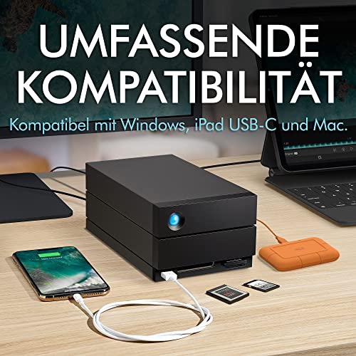 LaCie 2big Dock RAID 16TB External HDD - Thunderbolt and USB4 Compatibility, Data Recovery (STLG16000400)