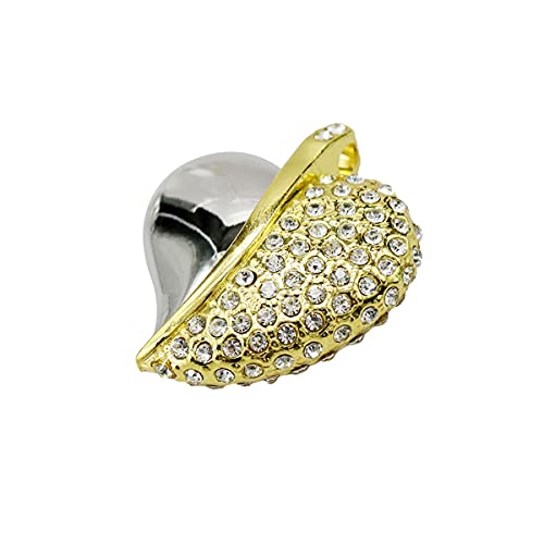 Civetman Crystal Asymmetric Heart Shape Jewelry USB Flash Drive Memorry Disk with Necklace - Gold 256GB