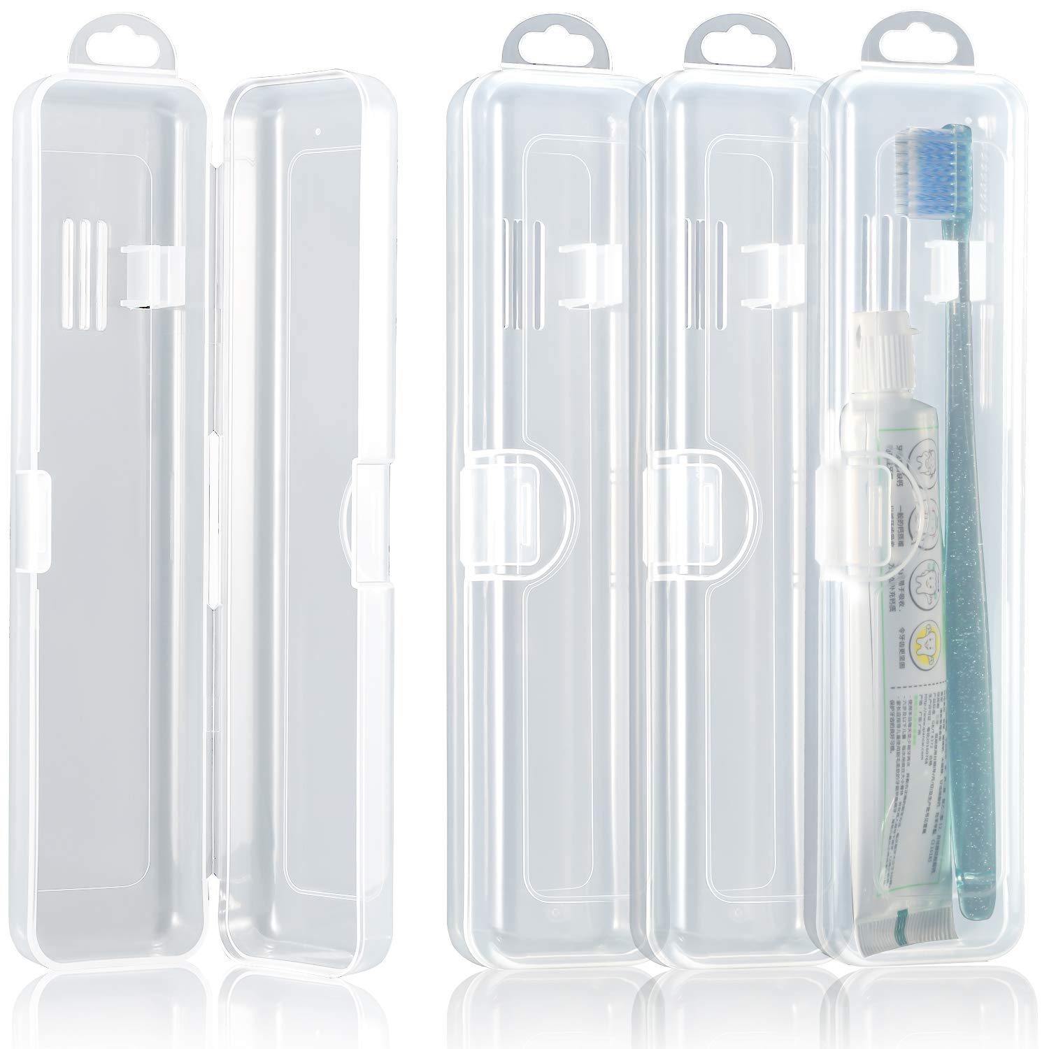4 Pieces Travel Toothbrush Case Holder, Portable Toothbrush Storage, Hard Plastic Dust-proof Toothbrush Container Toothpaste Case Cover Protector for Travel Use