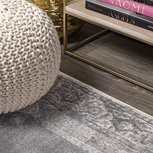 JONATHAN Y MDP403E-28 Rosalia Cottage Medallion Indoor Area-Rug Vintage Bohemian Easy-Cleaning Bedroom Kitchen Living Room Non Shedding, 2 ft x 8 ft, Gray/Dark Gray