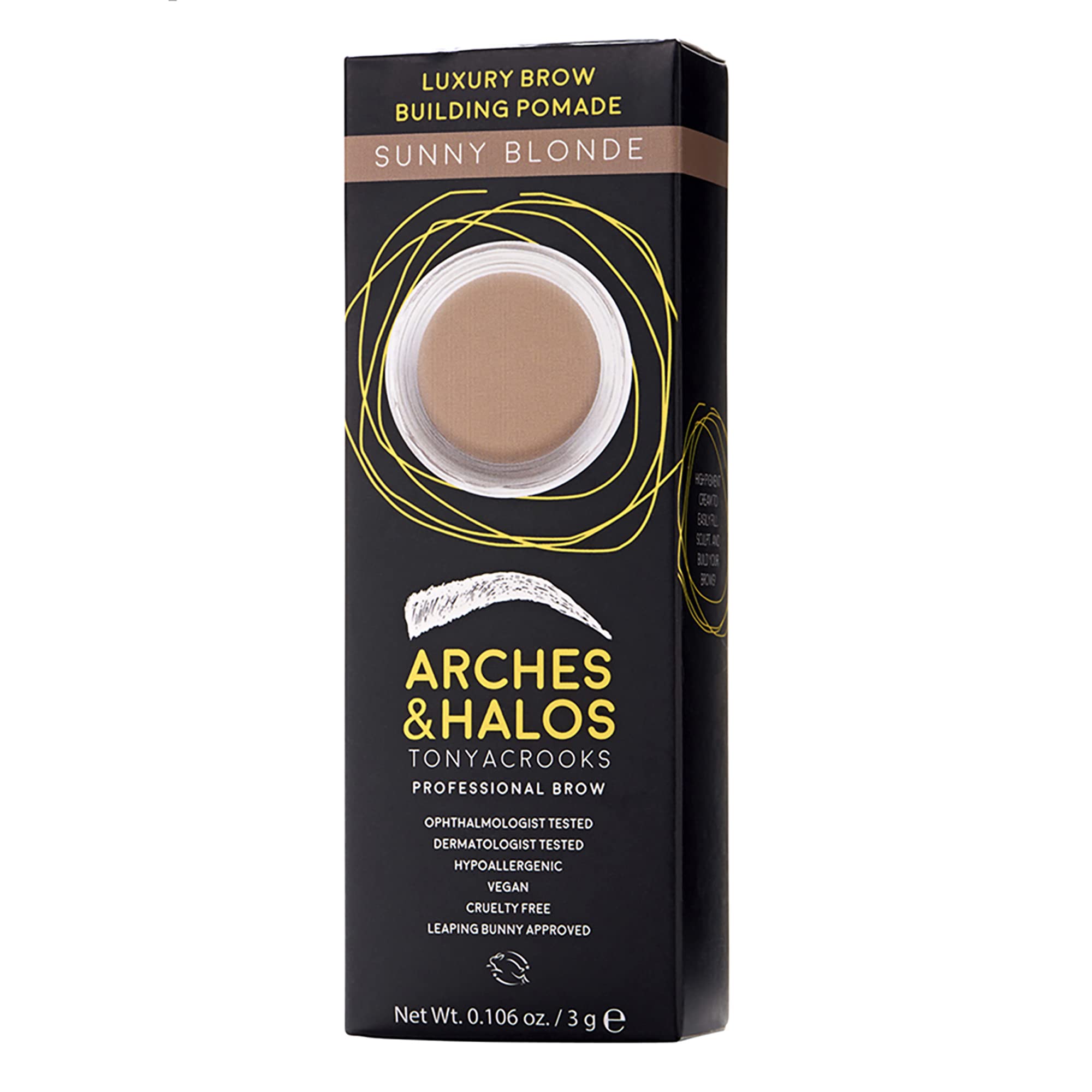 Arches & Halos Luxury Brow Building Pomade - Sunny Blonde - Tinting Brow Definer for Sculpting and Shaping Eyebrows - Soft, Smudge-Proof, Silky Texture - Lightweight Cream and Gel Blend - 0.016 oz