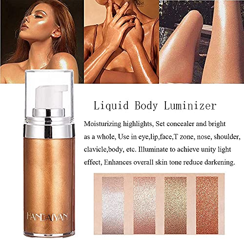 Go Ho Face Body Illuminator,Liquid Highlighter Makeup Moisturizing Face Luminizer,Waterproof Smooth Liquid Spray Shine Shimmer Glow Foundation - Bronzer Body & Face(#3 Bronzer Golden)