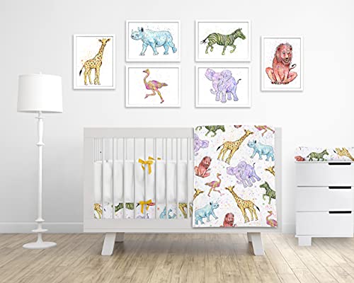Colorful Animal Baby Blanket | 30 x 40 Inch | Extra Soft Minky Fleece | Unique Watercolor Design