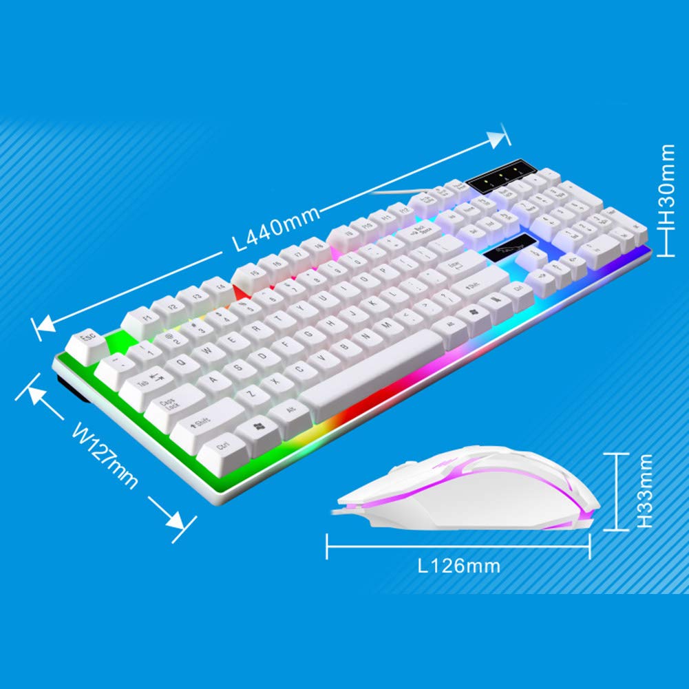 Arinda Wired Gaming Keyboard and Mouse Set Colorful LED Backlit USB Gaming Keyboard Mouse for Laptop PC Gamers