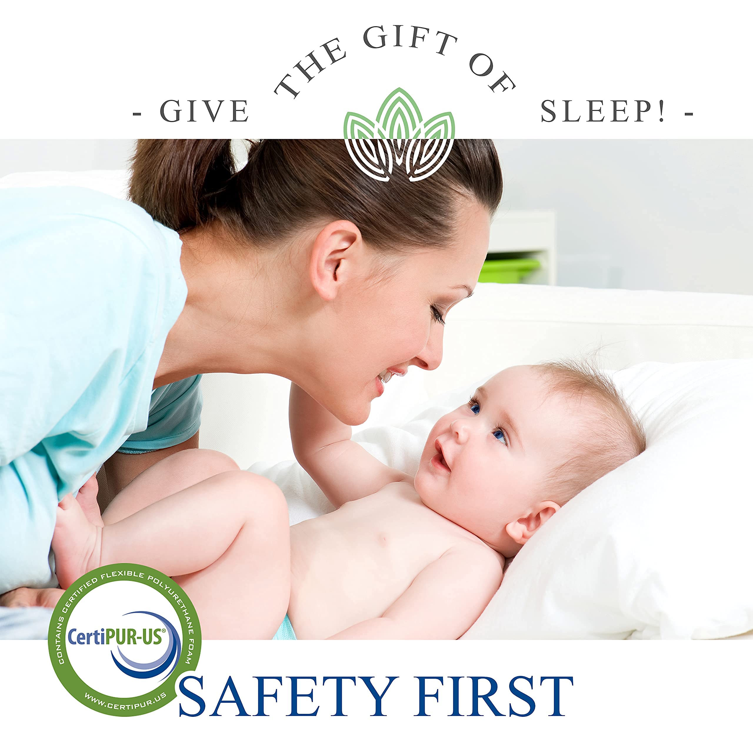 Modera Baby Crib Topper | Organic Cotton Mattress Pad for Standard Baby Crib & Toddler Bed with Washable Waterproof Protector Cover, Soft Ventilated Foam Padding & Nonslip Gripped Bottom | 52”x27”x2”