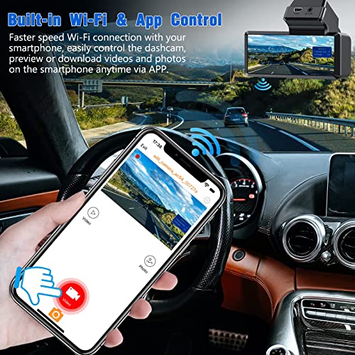 2K Dash Cam Front WiFi Dash Camera for Cars QHD 1440P Car Camera Dashcam for Cars with Super Night Vision 170°Wide Angle WDR Loop Recording