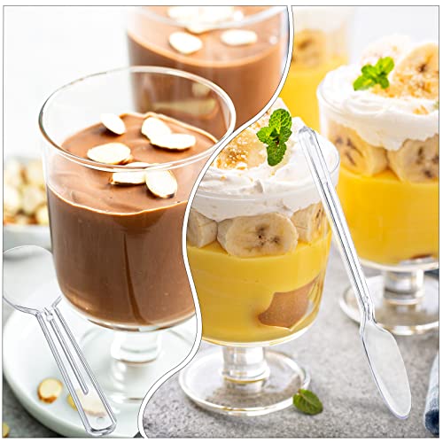 200 Pack 3.5 oz Mini Dessert Cups with Spoons Clear Plastic Parfait Appetizer Cups Small Appetizer Shooter Cups Disposable Mini Plastic Mousse Cups Pudding Fruit Ice Cream Cups for Wedding Party