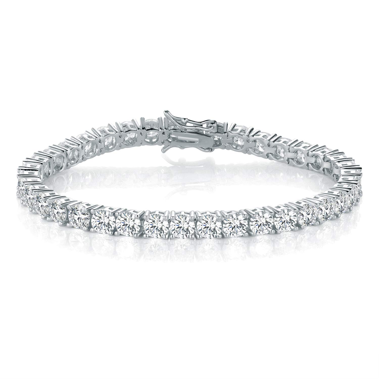 18k White Gold Plated 5.0 Cubic Zirconia Tennis Bracelet 7.5 inch for Men and Women