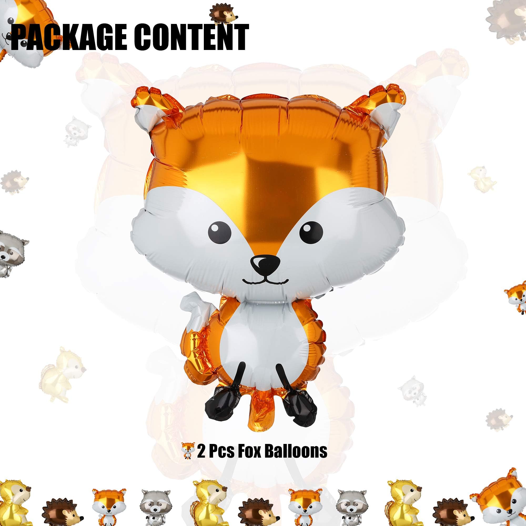 2 Pcs Fox Shaped Great Mylar Foil Critter Balloon Woodland Themed Party Birthday Baby Shower Decorations