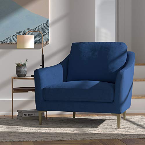 Amazon Brand – Rivet Alonzo Contemporary Velvet Living Room Accent Chair, 39"W, Blue