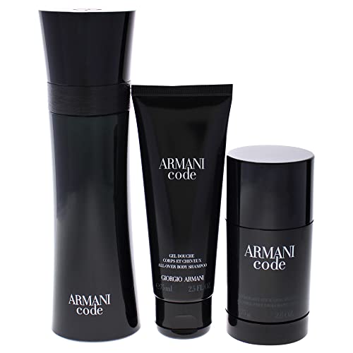 Armani Code by Giorgio Armani for Men 3 Piece Set Includes: 4.2 oz Eau de Toilette Spray + 2.5 oz All Over Body Shampoo + 2.6 oz Alcohol Free Deodorant Stick