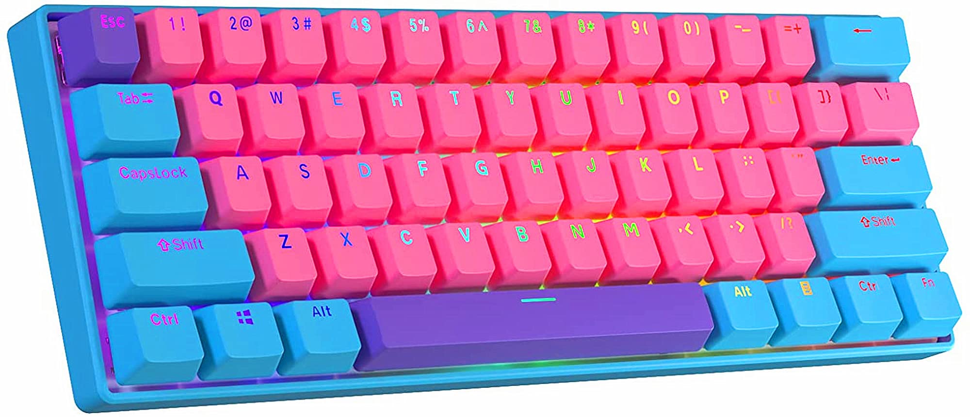 BOYI 61 Mini Keyboard, 60% Size Mechanical Keyboard PBT Keycap Type-C Cable Cherry MX Switch Gaming Keyboard Dancing Girl Color (Cherry MX Silent Red Switch)