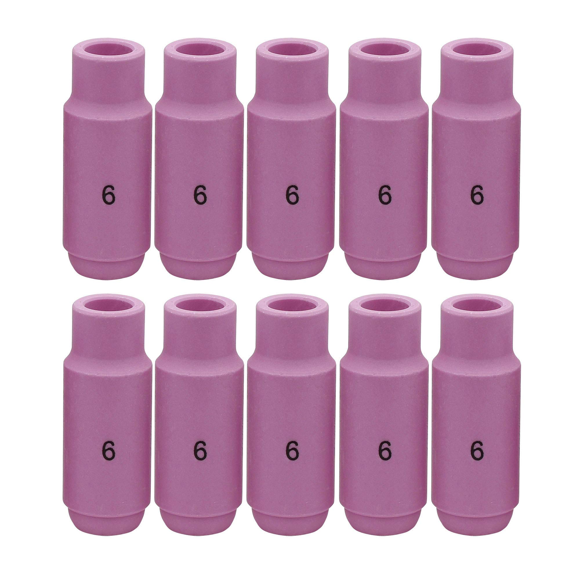 10N48 6# TIG Alumina Nozzles Ceramic Shield Cup Fit DB PTA SR WP 17 18 26 TIG Welding Torch 10PK (10N48 6#)