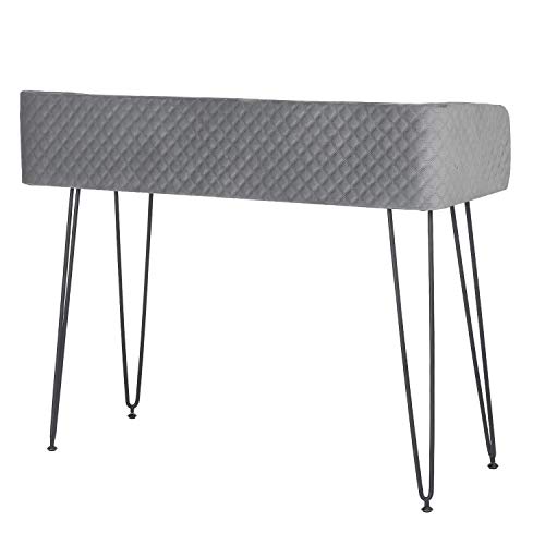 Joveco 40ββ Vanity Table with 2 Drawers- Modern Makeup Vanity Desk- Dressing Table Small Desks for Bedrooms- Home Office Computer Desk- White Marble Wood Veneer/Gold Metal Legs and Gray/White