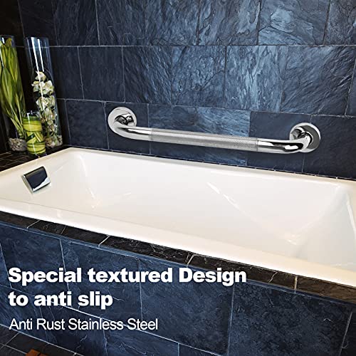 2 Pack 16 Inch Anti-Slip Bathroom Grab Bar, LONVICHTT Stainless Steel Shower Handle, Knurled Safety Hand Rail, Support Balance Armrest, Elderly, Pregnant, Children, Handicap Senior Assist Bath Handle