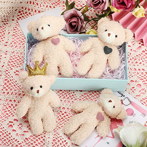 18 Pieces Mini Bear 4.7 Inch Bear Keychain Small Bear Stuffed Animal Jointed Bear Soft Tiny Bear Doll for DIY Keychain Graduation Birthday Wedding Xmas Decorations Party Favor (Mixed Style)