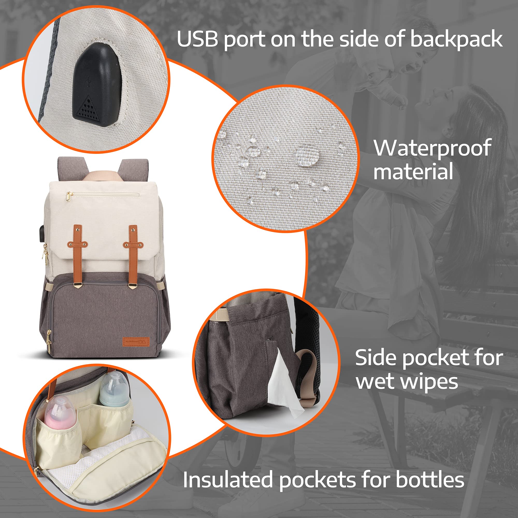 My BirthMark Diaper Backpack - Large Diaper Bag with FREE Diaper Changing Mat & Dust Bag -Strong Waterproof Diaper Bag -Travel Back Pack for Mom, Dad -Cool Diaper Backpacks for Baby, Toddler Boy, Girl