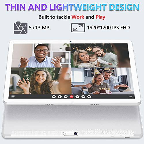 ๐ฎ๐ฌ๐ฎ๐ฏ ๐๐๐ญ๐๐ฌ๐ญ Tablet 10.1" Octa-Core Android 11 Tablet, 64GB Storage Tablet with Keyboard, Stylus, Dual 13MP+5MP Camera, WiFi, Bluetooth, GPS, 512GB Expand Support, IPS Full HD Display(Sliver)