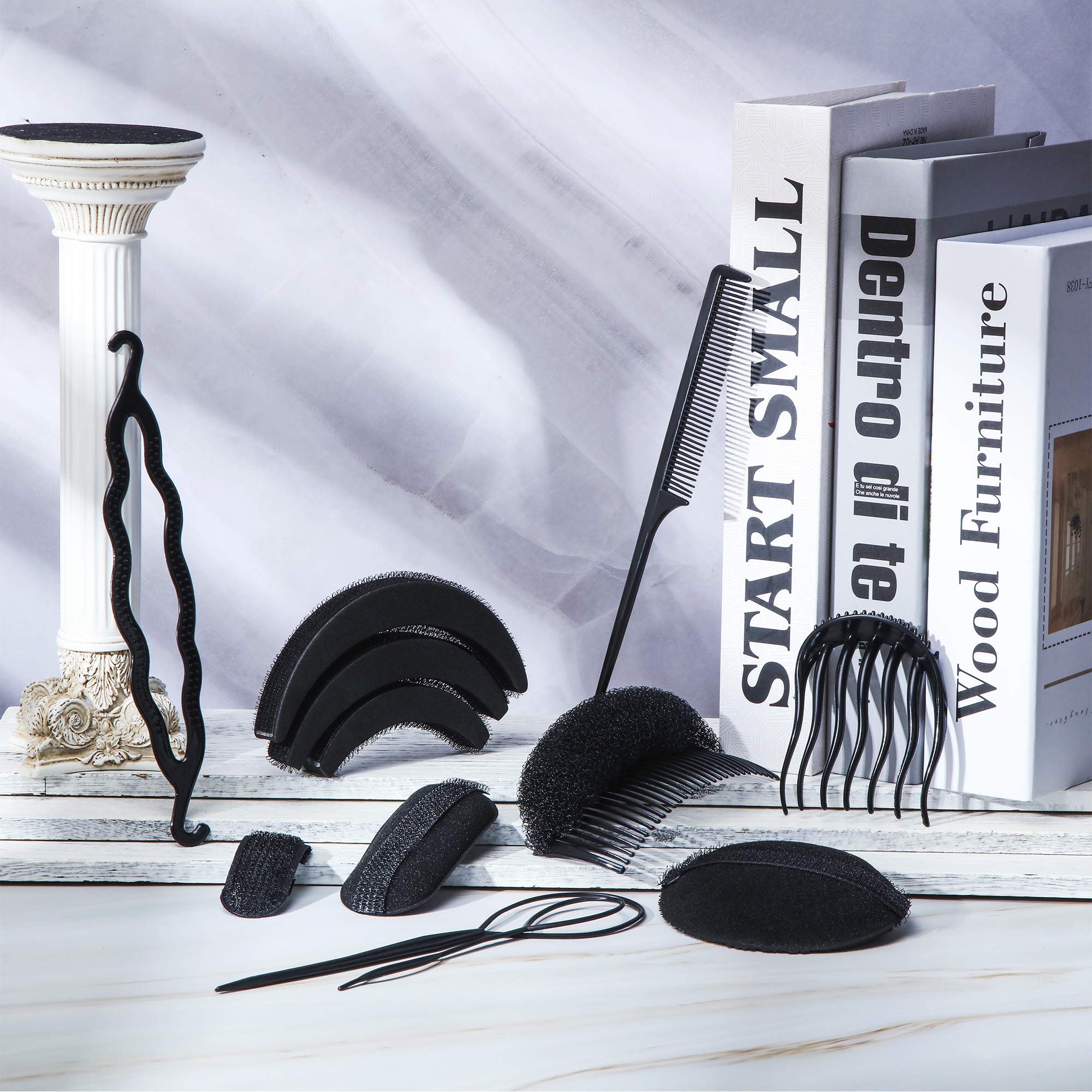 16 Pieces Hair Bump Sponge, Padding Volume Insert Tools, Simple Braid Tools, Bases up Combs, Hair Styling Accessories for Girls & Women