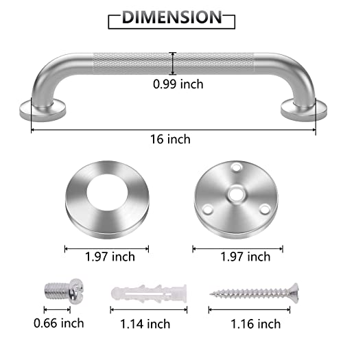 2 Pack 16 Inch Grab Bars for Bathtubs and Showers, Anti Slip Shower Grab Bars Stainless Steel Shower Handle Toilet Handicap Elderly Senior Assist Bathroom Saft Handle