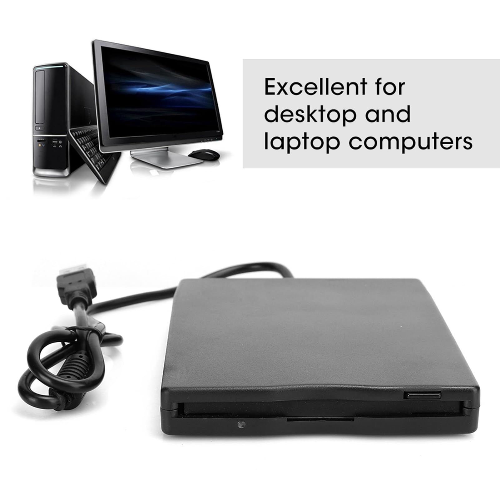 Portable Ultra-Slim External Floppy Disk 3.5-Inch USB Floppy Drive Card Reader Computer Accessory External Removable