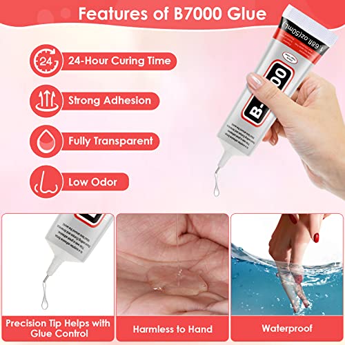 4 PCS 50ML B7000 Crafts Glue Super Adhesive, Multipurpose B-7000 Rhinestones Bonding Glue Flexible Clear Glue for DIY Jewelry Beads Fabric Cloth Nail Art Shoes Screen Repair