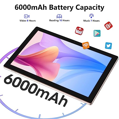 2023 Newest 2 in 1 Tablet with Keyboard, 6GB+128GB/1TB Expandable, 10 inch Tablet Android 11 Tablets Include Mouse Stylus Tempered Film, 5G WiFi 6, 8MP Dual Camera, 1280*800 10" FHD, 6000mAH Tablet PC