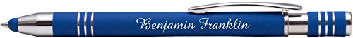 Express Pencils™ - Soft Touch Custom Pens with Stylus Personalized Metal Printed Name Pens - Black Ink - Imprinted Message of Choice - 12 pcs/pack (Assorted)