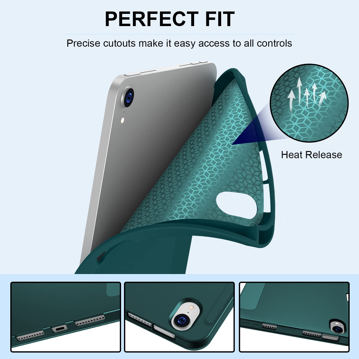 Soke for iPad Mini 7 A17 Pro Case 2024,iPad Mini 6 Case 2021 with Pencil Holder-[Shockproof Protection + Auto Sleep/Wake], Soft TPU Back Cover for iPad Mini 7th/6th Generation 8.3 inch,Teal