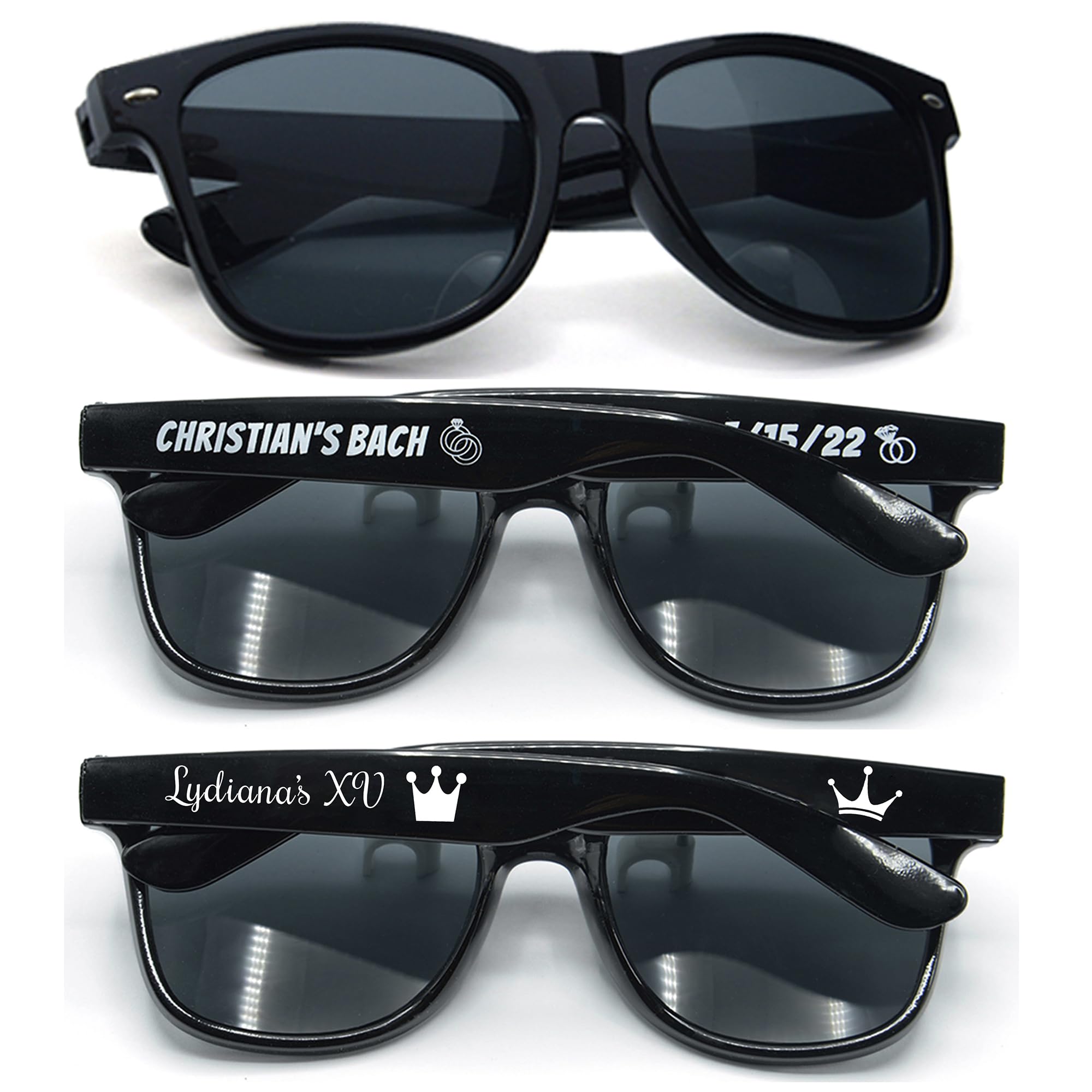 10PC Custom Sunglasses Personalized Bulk Party Favors Wedding Guests Logo School Music Show Birthday Bachelorette Bridesmaid Gifts Garden Graduate 2024 Prom Customizable Glasses (Black)