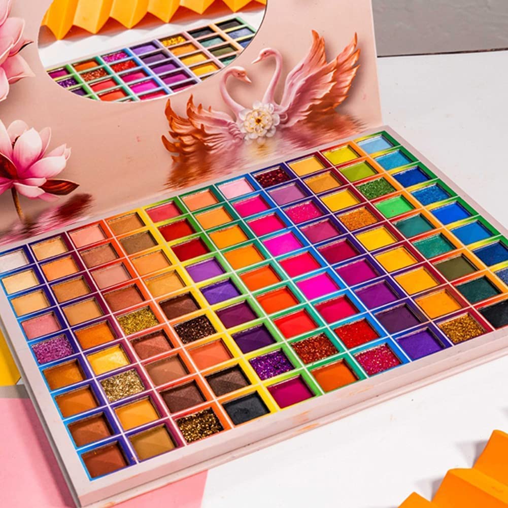 CREAMOON 99 Colors Eyeshadow Palette,Rainbow Shadow Makeup Pallet,Professional Matte Glitter Makeup Metallic Eyeshadow Long Lasting Blendable Natural Colors Make Up Eye Shadows Cosmetics Gift Kit