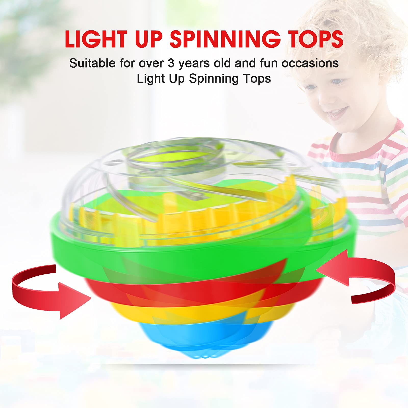 16 Pieces Light up Spinning Tops for Kids, LED Light up Flashing UFO Spinning Tops Gyroscope Novelty Bulk Stocking Stuffers for Birthday Party Favors Games Presents