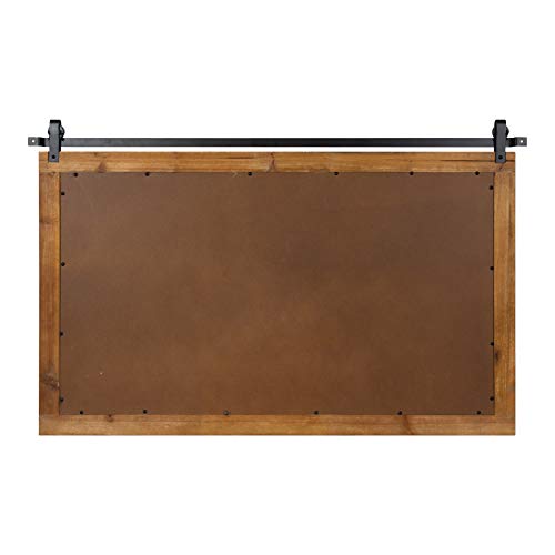 Kate and Laurel Cates Farmhouse Horizontal Wood Framed Wall Mirror, 40 x 26, Rustic Brown, Barn Door-Inspired Rustic Mirrors for Wall