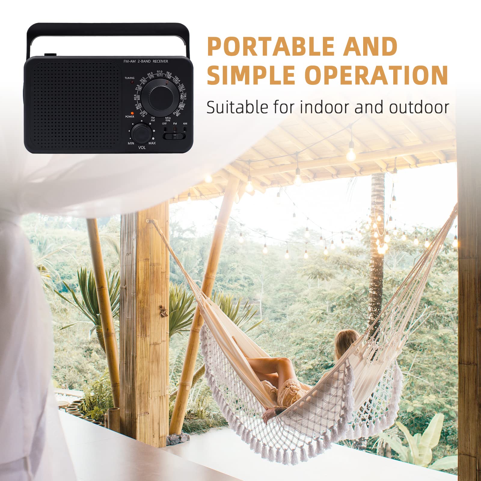 2022 New BOCTOP Portable AM/FM Radio, Simple Transistor Radio with Flashlight, 3 D Battery Operated/AC Powered, Easy to Use, Suit for Senior and Home