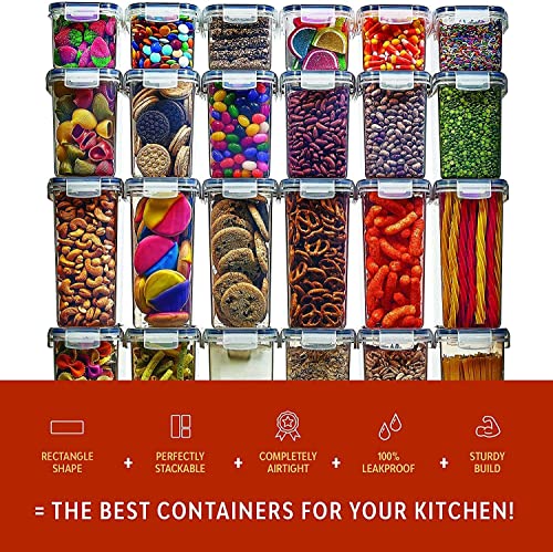 24 Pack plastic kitchen organizer food Storage containers with Lids, For sugar flour, Cereal, dry food.