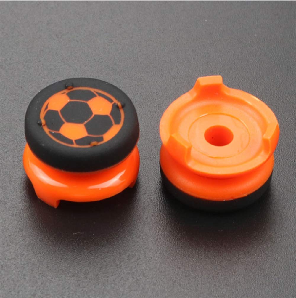 2 PCS Heightened Thumbstick Anti-Slip Enhanced Analog Joystick Extender Thumb Grip Stick Cap Cover for PlayStation 4 PS4 Conteoller (Football-Orange)