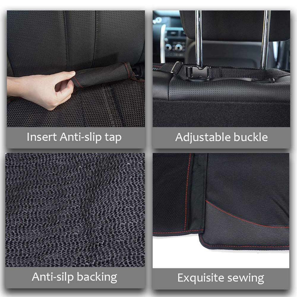 Tnarru Car Seat Protector Black Mayhour 2 Packs Waterproof Dust Resistant Child Baby Pet Leather Seats Cover with Thickest Padding and Non-Slip Backing Mesh Storage Pockets for SUV Sedan Truck (2pcs)