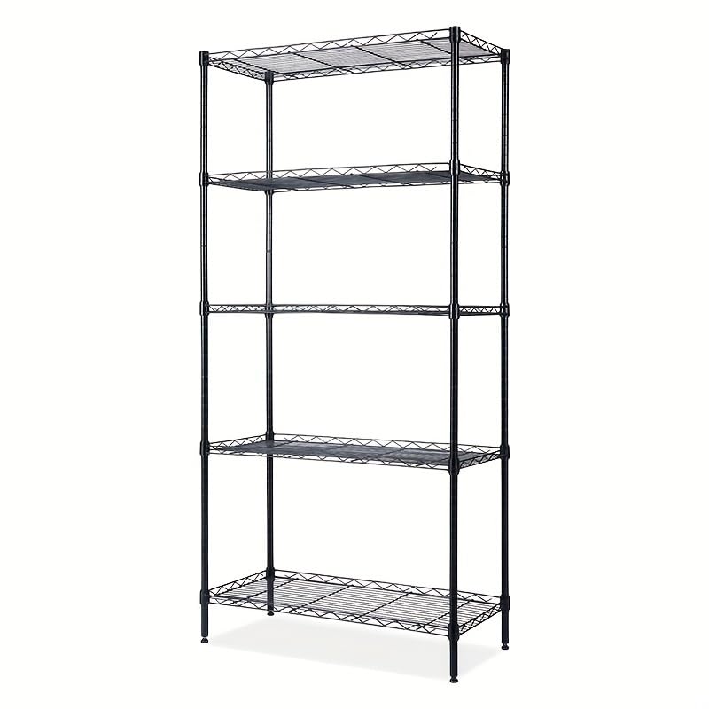 1pc Black 5-tier Storage Rack, Heavy Duty Storage Shelving Unit (150 Lbs Loading Capacity Per Shelf), Steel Organizer Wire Shelf, Can Be Used In Bathroom, Dining Room, Living Room, Bedroom, Garage